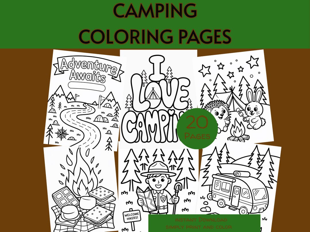 PRINTABLE Camping Coloring Pages, Summer Camp, Road Trip Activity Book ...