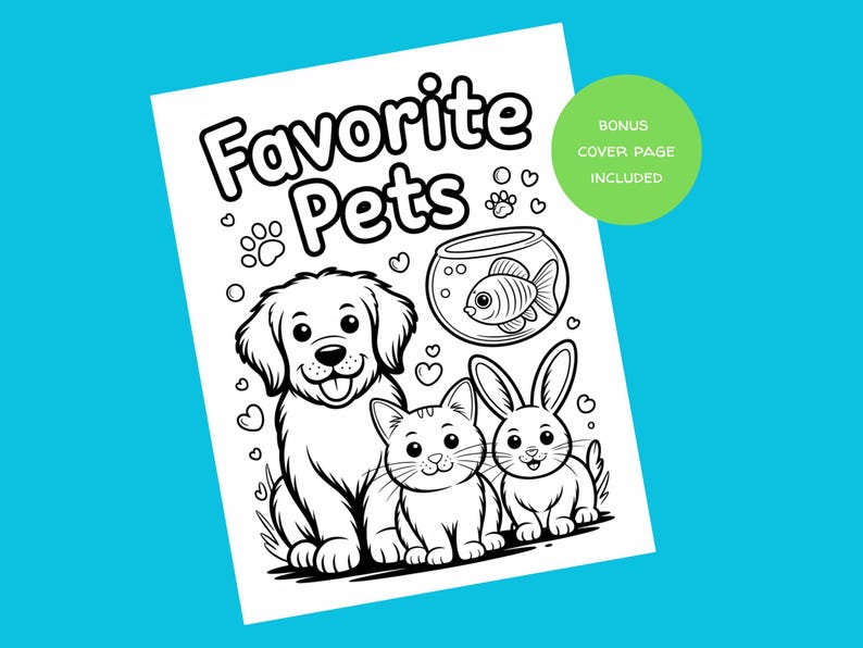 PRINTABLE Pets Coloring Pages, Favorite Pets Coloring Sheets, Cute Pets ...