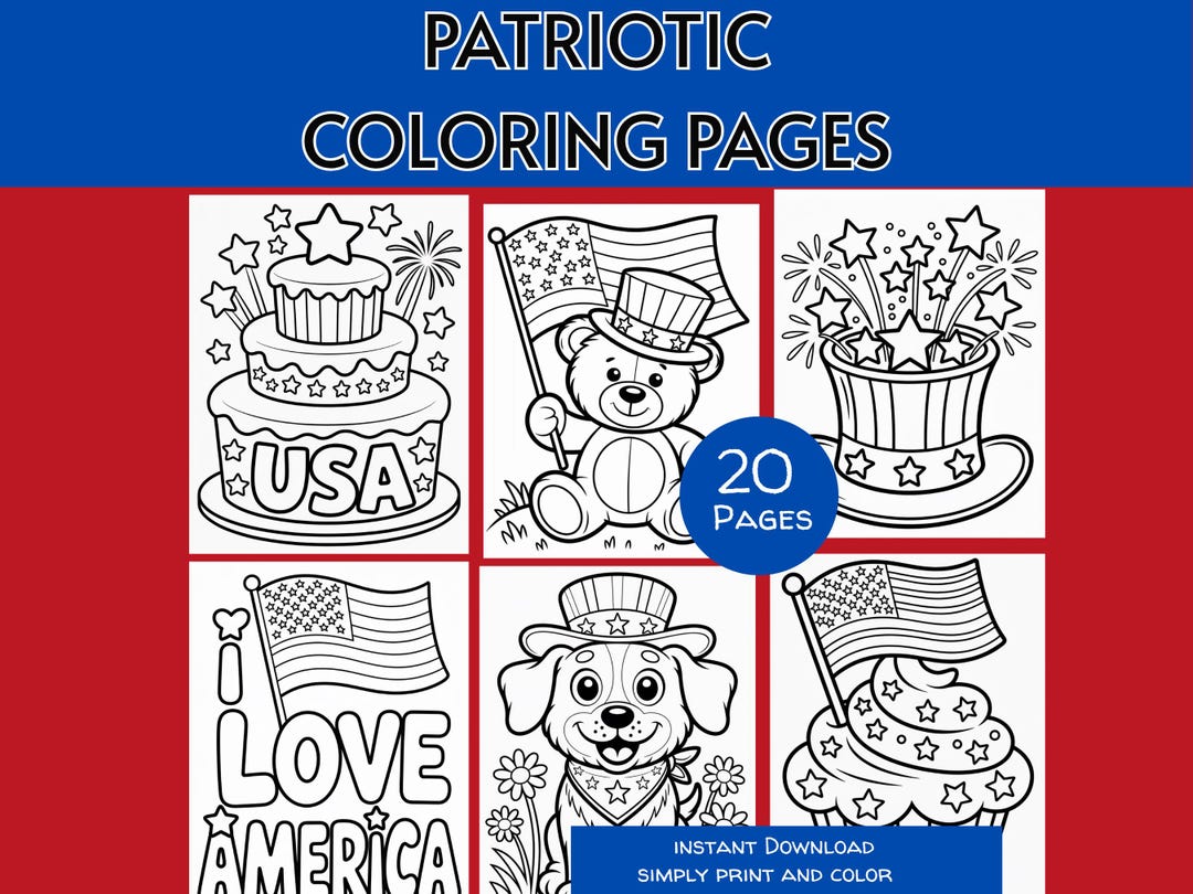 PRINTABLE Patriotic Coloring Pages, 4th of July Coloring Pages, USA ...