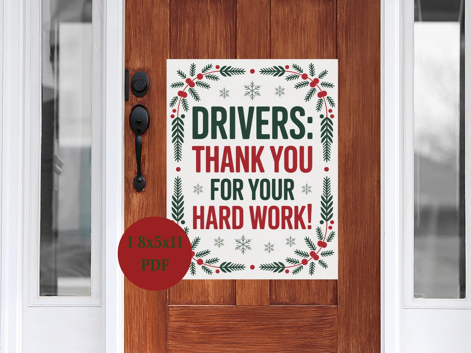 PRINTABLE Holiday Delivery Driver Door Sign, Thank You Driver ...
