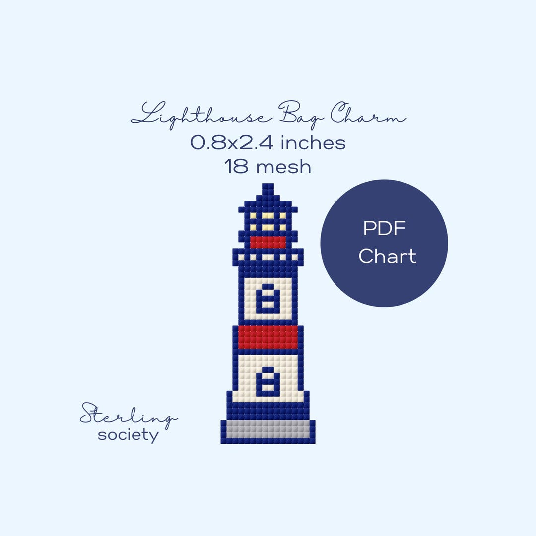 Needlepoint Chart | Mini Lighthouse Bag Charm Needlepoint/cross Stitch ...