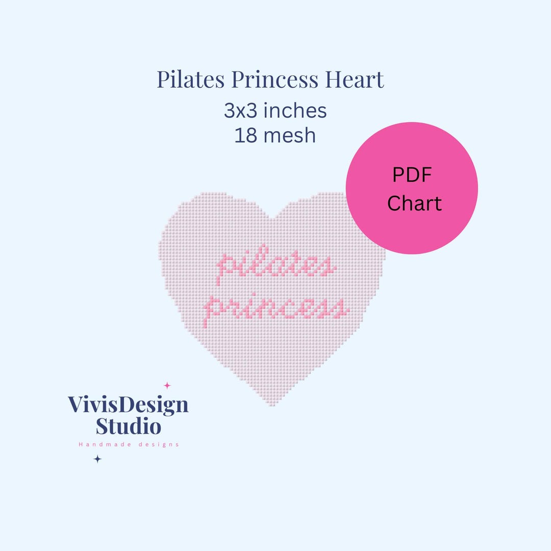 Needlepoint Chart | Pilates Princess Heart Needlepoint/cross Stitch ...