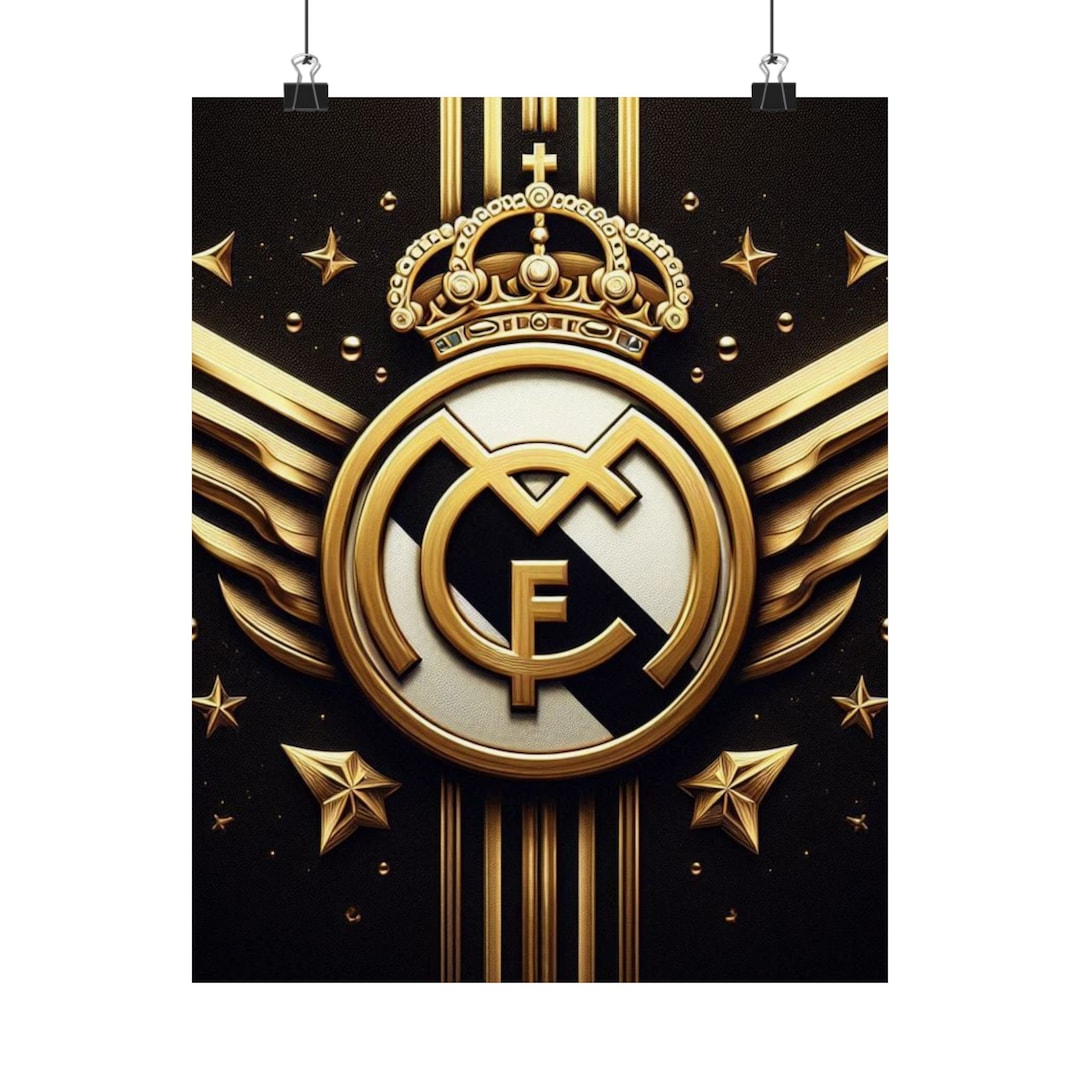 Real Madrid Poster Gold Real Madrid Logo Wall Decoration Real Madrid ...