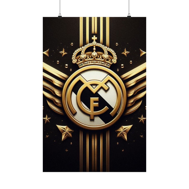 Real Madrid Poster Gold Real Madrid Logo Wall Decoration Real Madrid ...