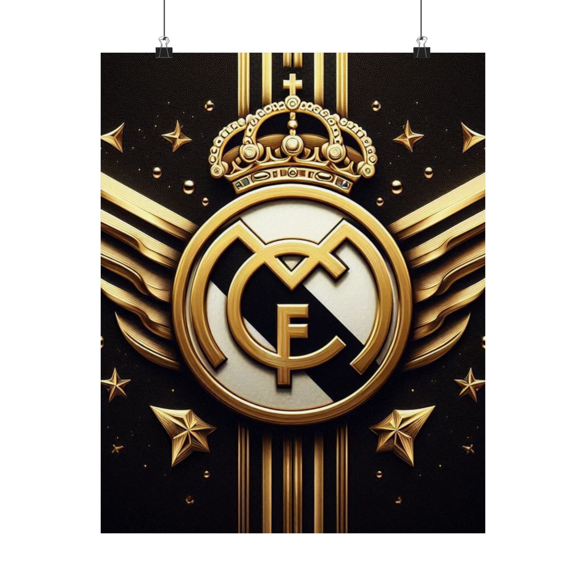 Real Madrid Poster Gold Real Madrid Logo Wall Decoration Real Madrid ...