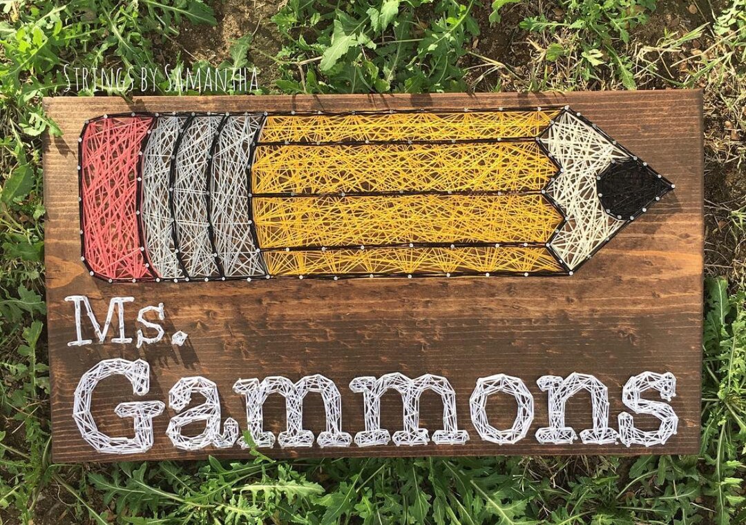 Pencil With Teacher's Name String Art Sign - MADE TO ORDER - Etsy