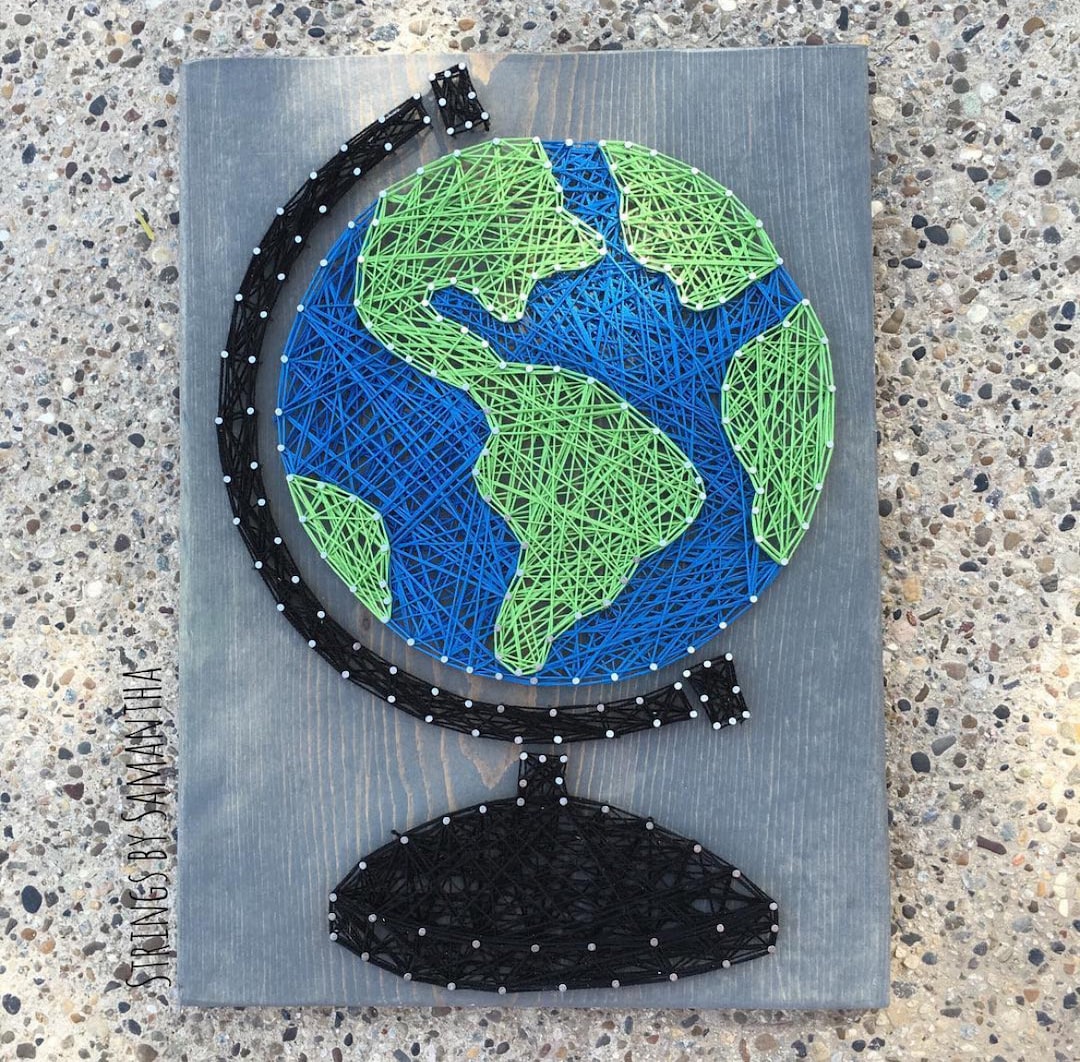 Earth Globe String Art Sign - MADE TO ORDER - Etsy