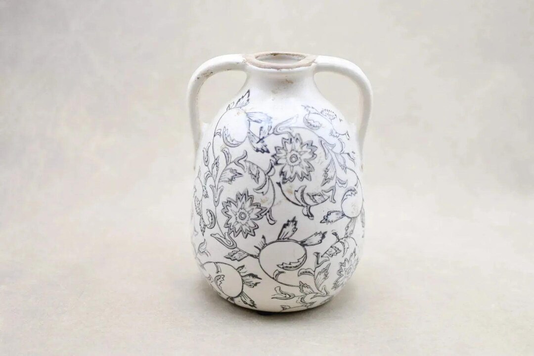 Heirloom Floral Handle Vase, Heirloom Floral Vase, Handmade Vase ...