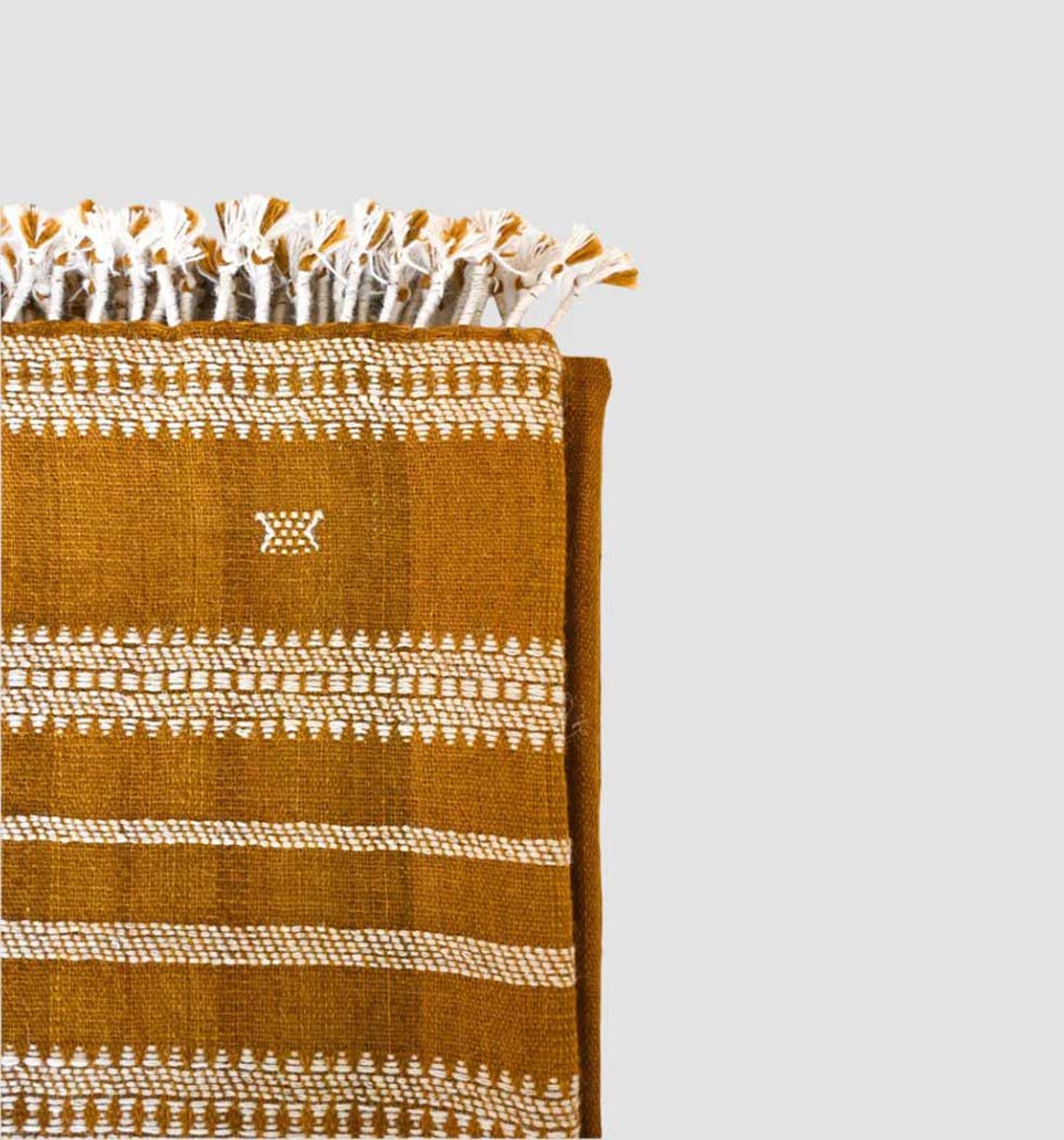 Handwoven Bhujodi Wool Throw | Golden Ochre Indian Textile 40x90 | Boho ...