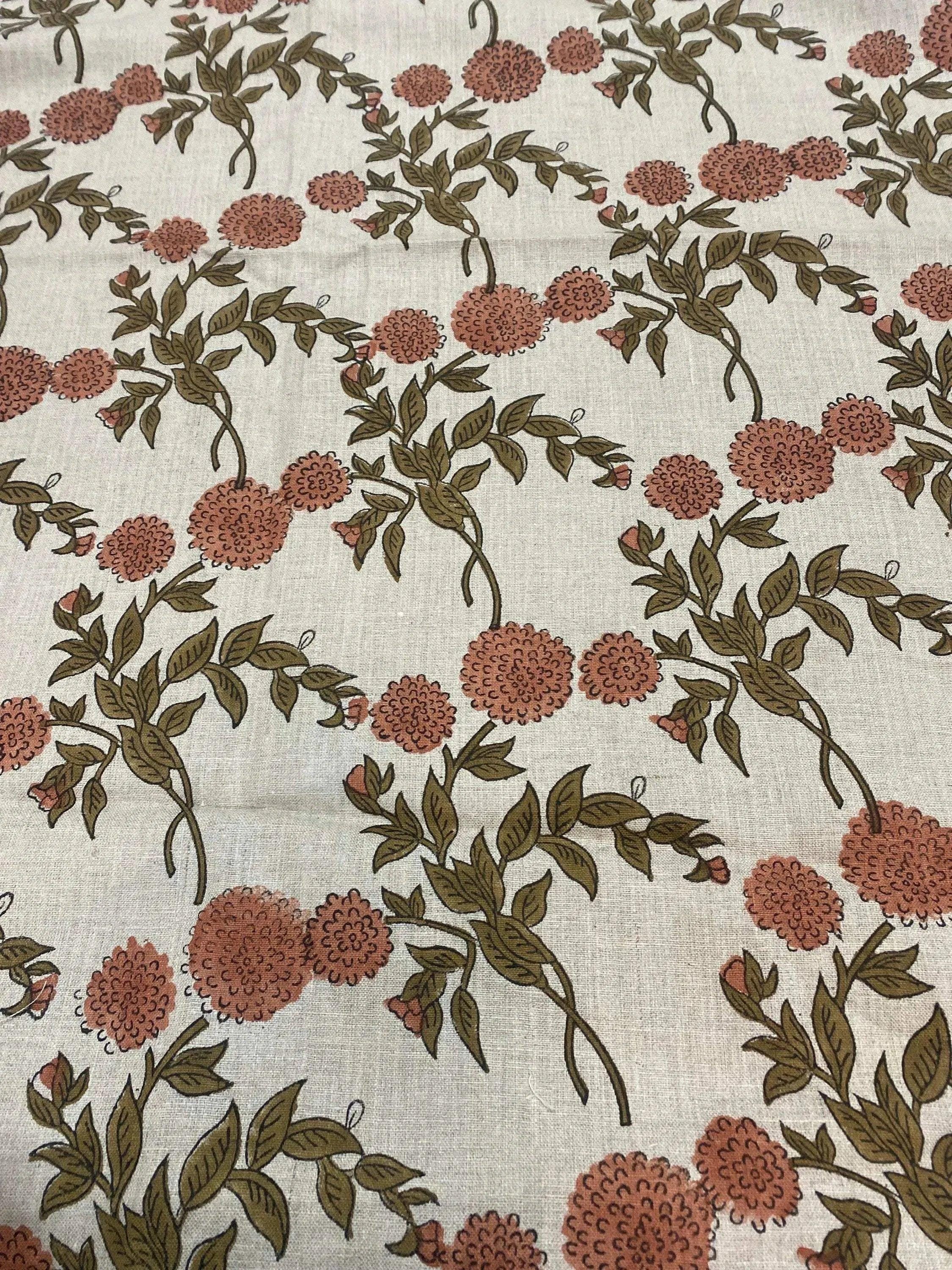 Block Print Linen Fabric by Yard | 58