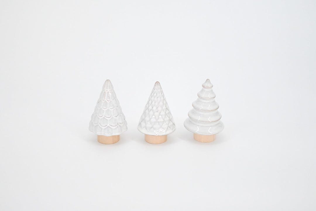 White Ceramic Trees, Set of 3, Ceramic Christmas Decor, Holiday Tree ...