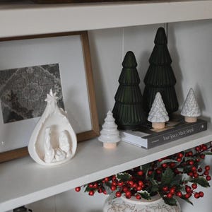 White Ceramic Trees, Set of 3, Ceramic Christmas Decor, Holiday Tree ...