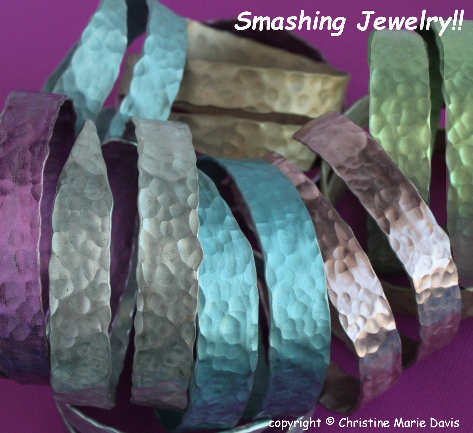 Gifts for Knitter's SMASHED Metal Knitting Needle BANGLE Bracelet LIGHT ...