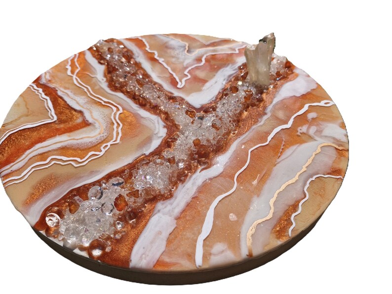 30cm Round Crystal Inspired Resin Geode Wall Art - A Harmonious Blend ...