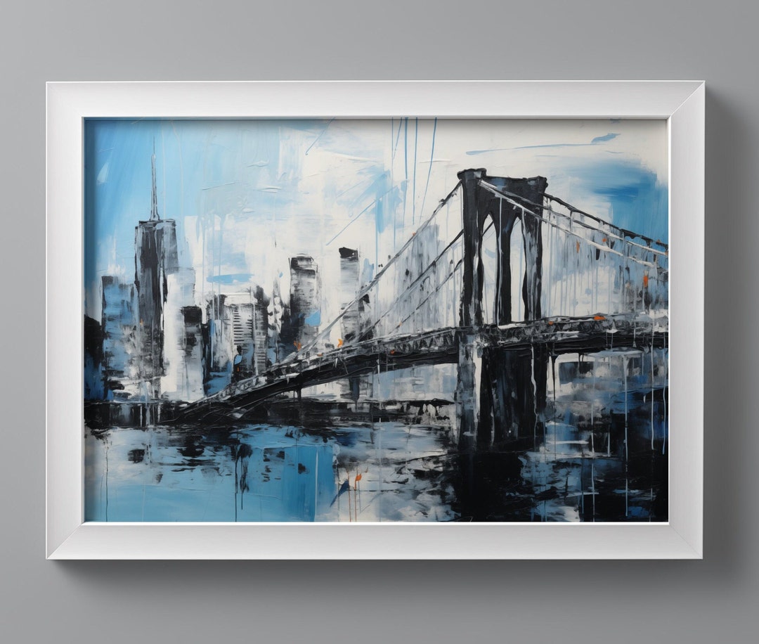 New York City Artwork Brooklyn Bridge Digital Print NYC Cityscape ...