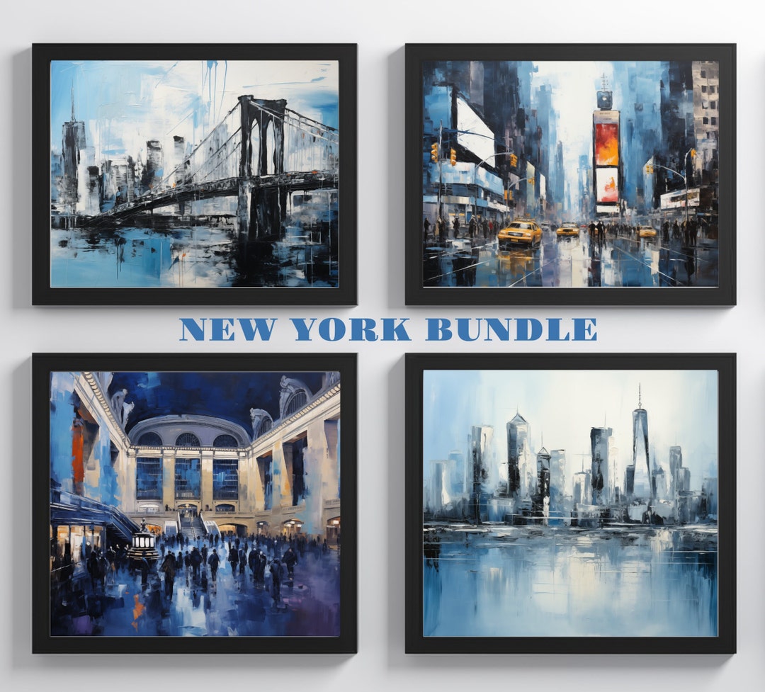 Bundle - New York City Art, Digital Print NYC, Abstract, Times Square ...