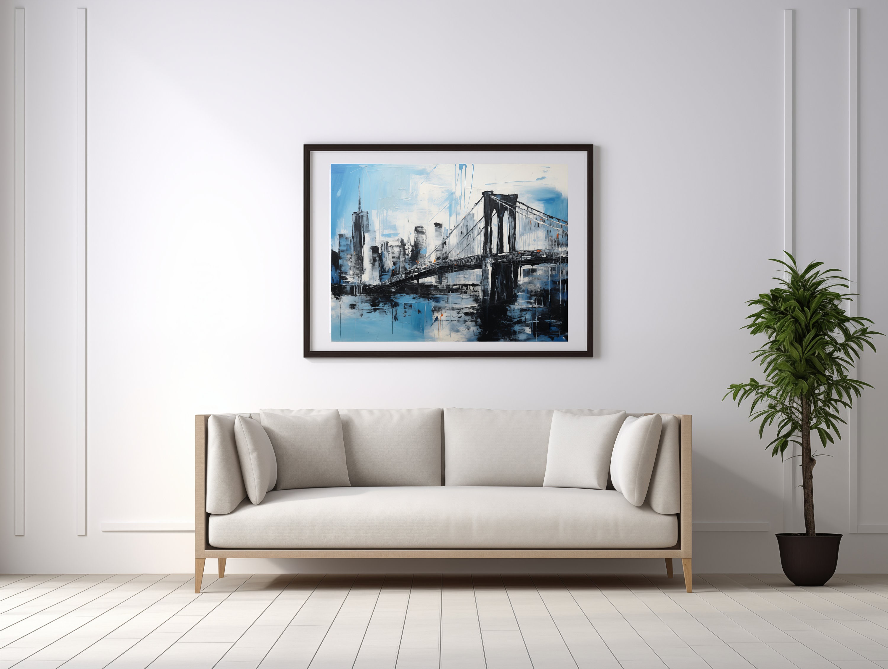 New York City Artwork Brooklyn Bridge Digital Print NYC Cityscape ...