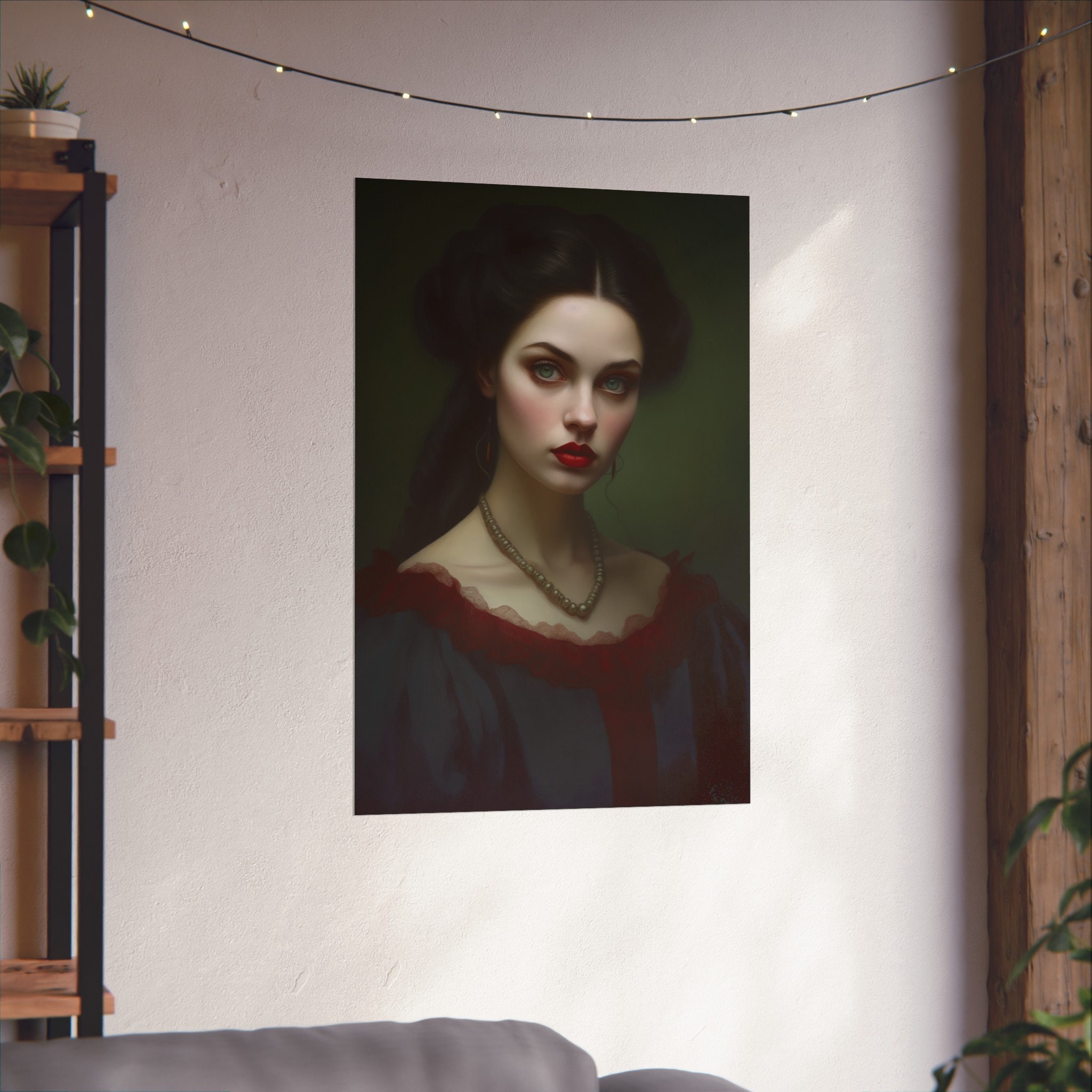 Woman Oil Portrait Print, Vintage Vamp Painting, Dark Academia Decor ...