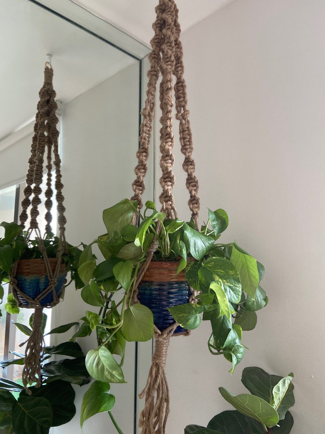Natural Jute Macrame Plant Hanger - Etsy