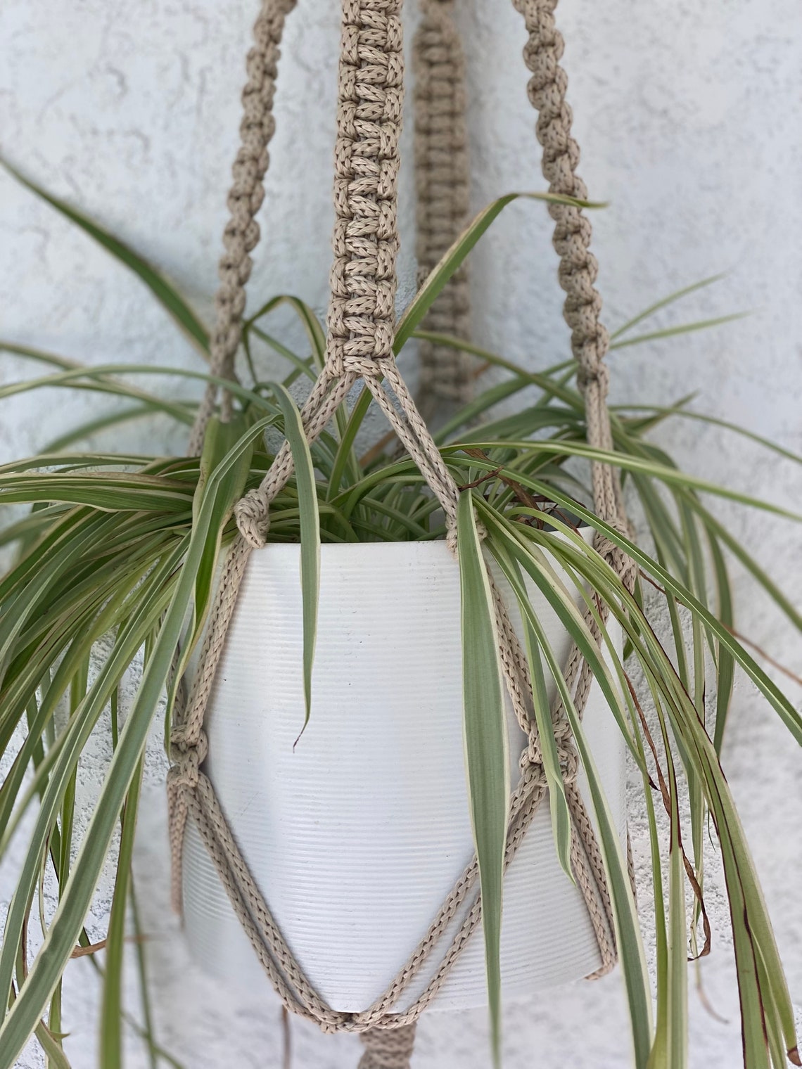 Old School Macramé . Indoor or Outdoor Plant Hanger . - Etsy