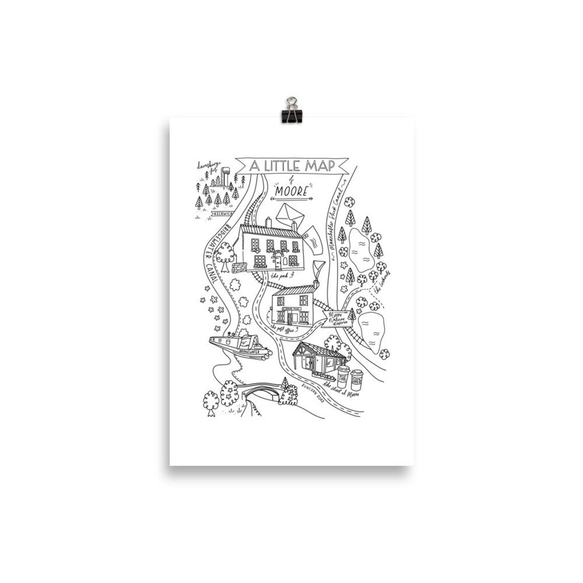 A Little Map of Moore, Warrington - Hand Illustrated Map of Moore - Etsy