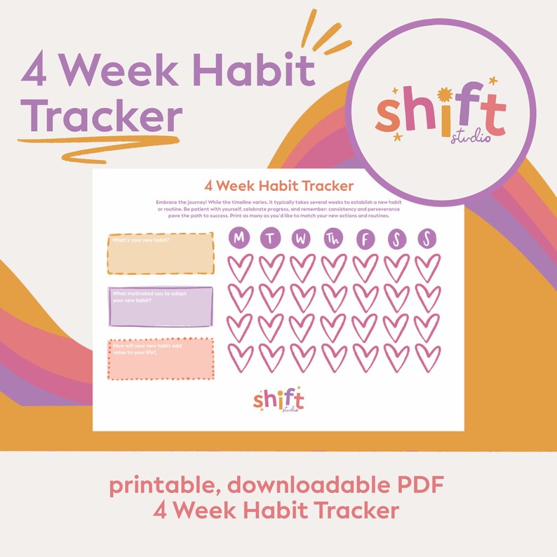 4 Week Habit Tracker, Printable Download PDF for Journaling and ...