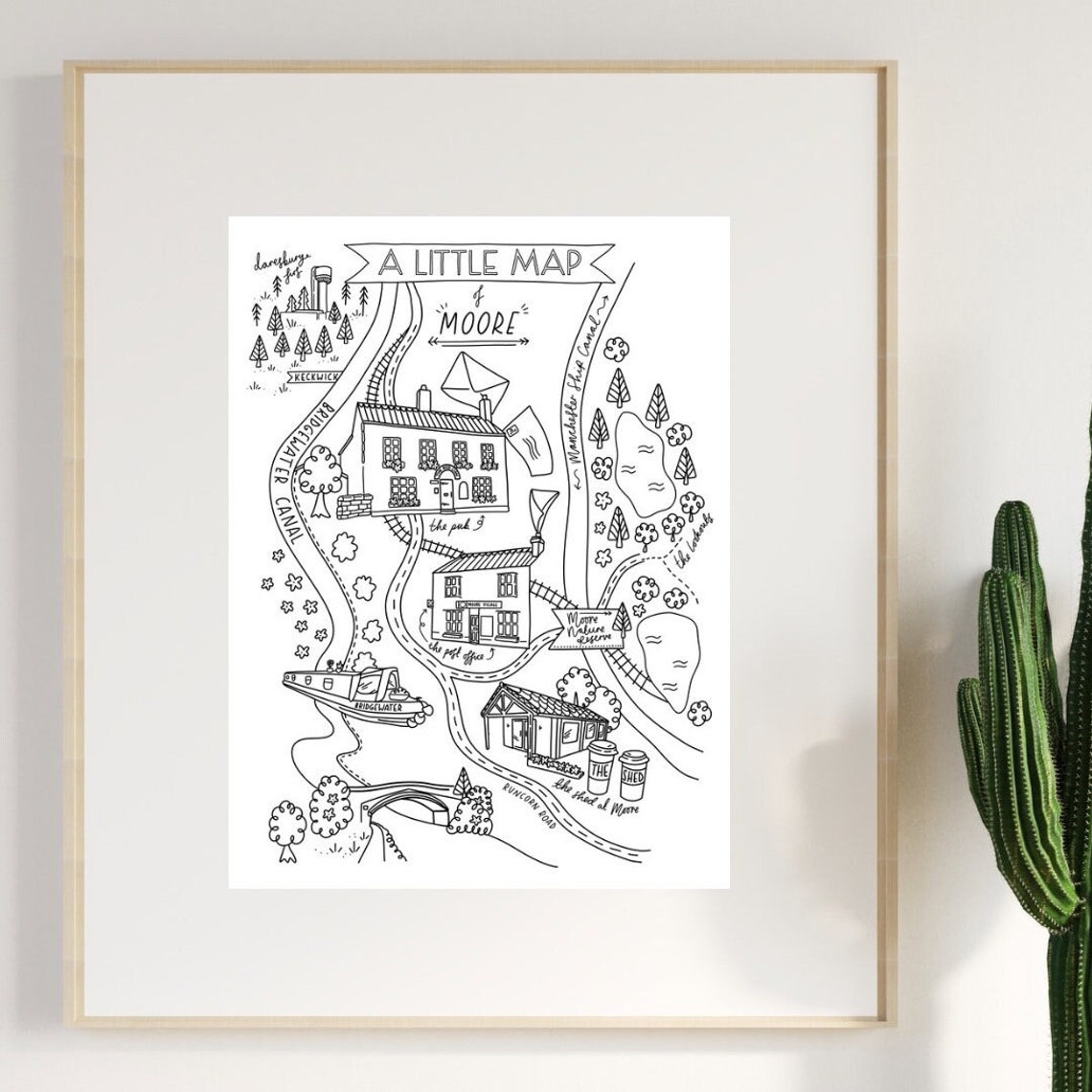 A Little Map of Moore, Warrington - Hand Illustrated Map of Moore - Etsy