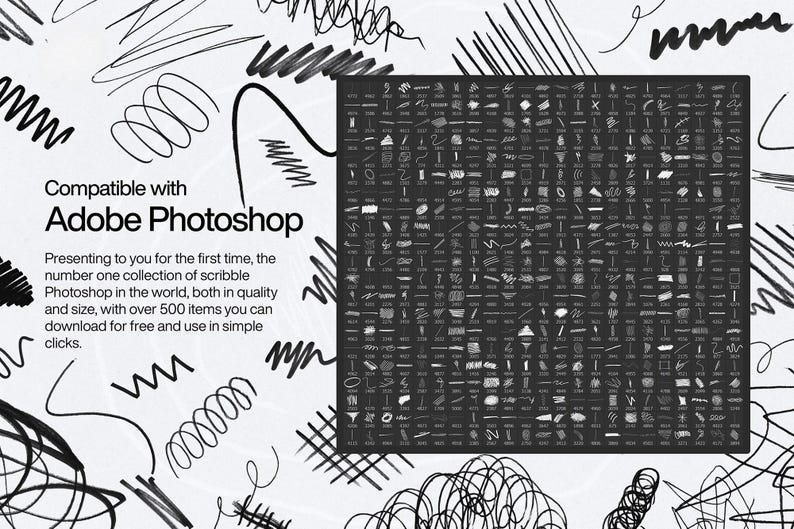 500+ Scribble Photoshop Brushes Pack | Handmade 4K Resolution Supreme ...