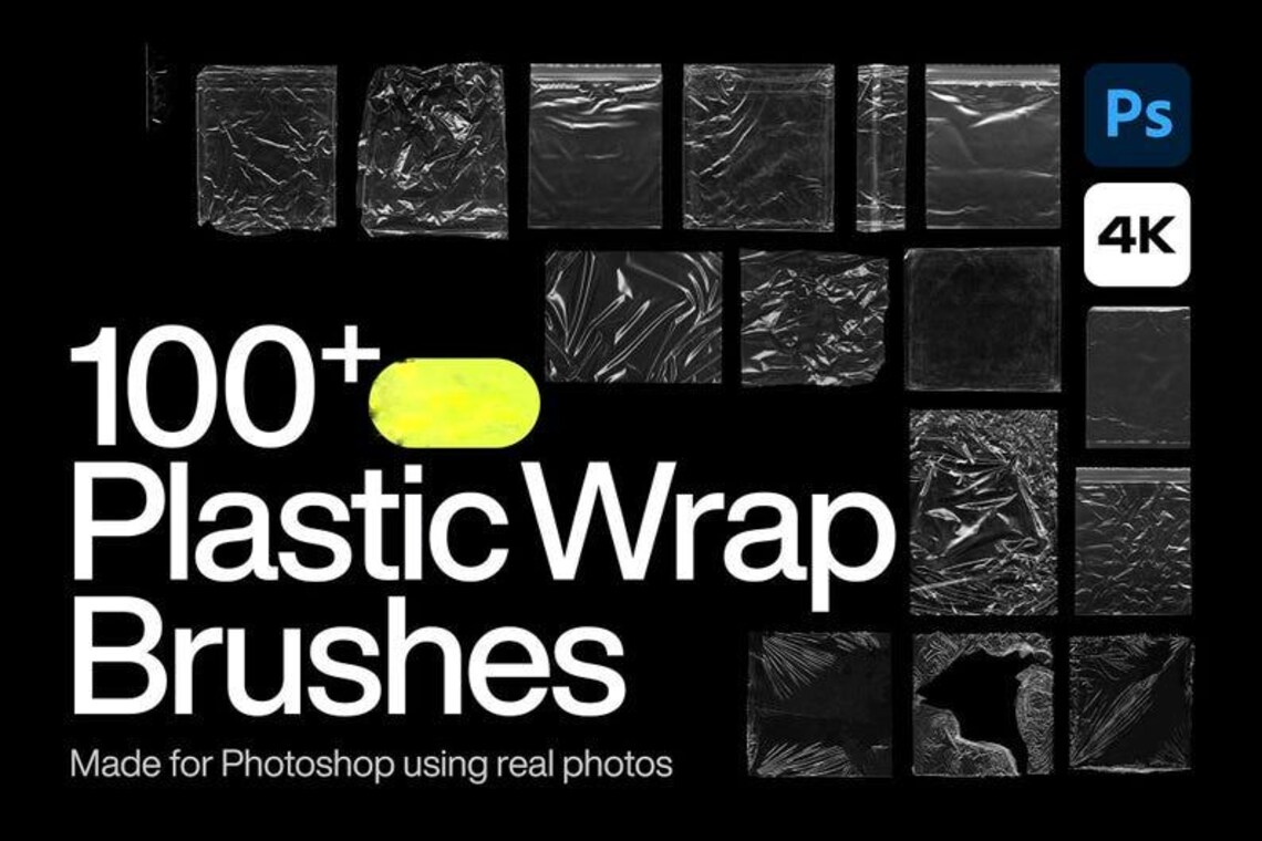 120 Plastic Wrap Photoshop Brushes Bundle | 4K Resolution - Etsy