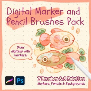 Digital Marker and Pencil Brushes Pack for Procreate & Photoshop - Etsy