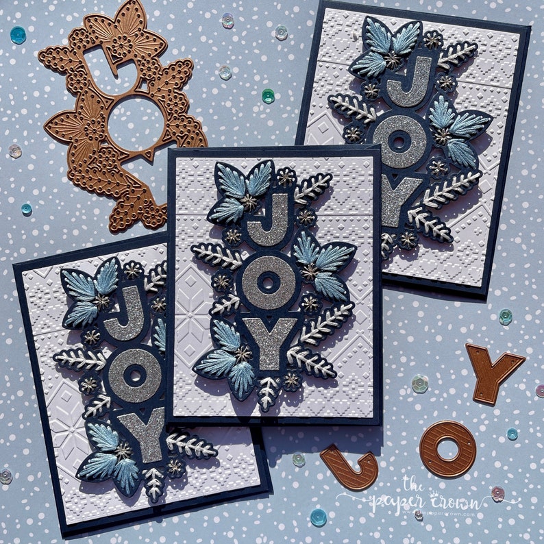 Hand Embroidered Stitched Joy Card Blue - Etsy