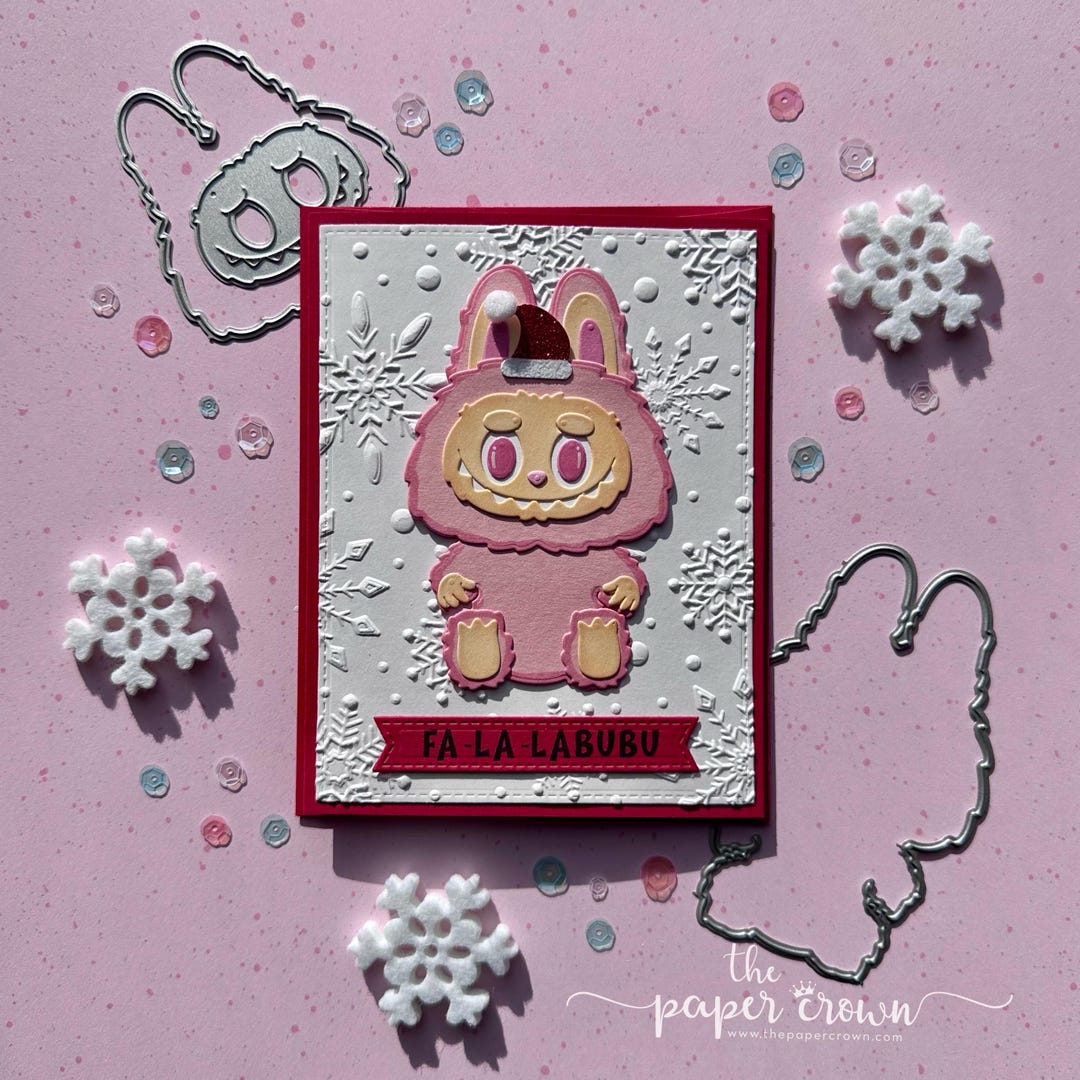 Labubu Inspired Holiday Card - Pink Version - Etsy