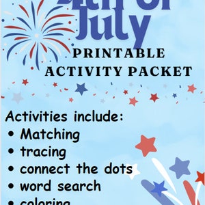 4th of July Printable Activity Packet - Etsy