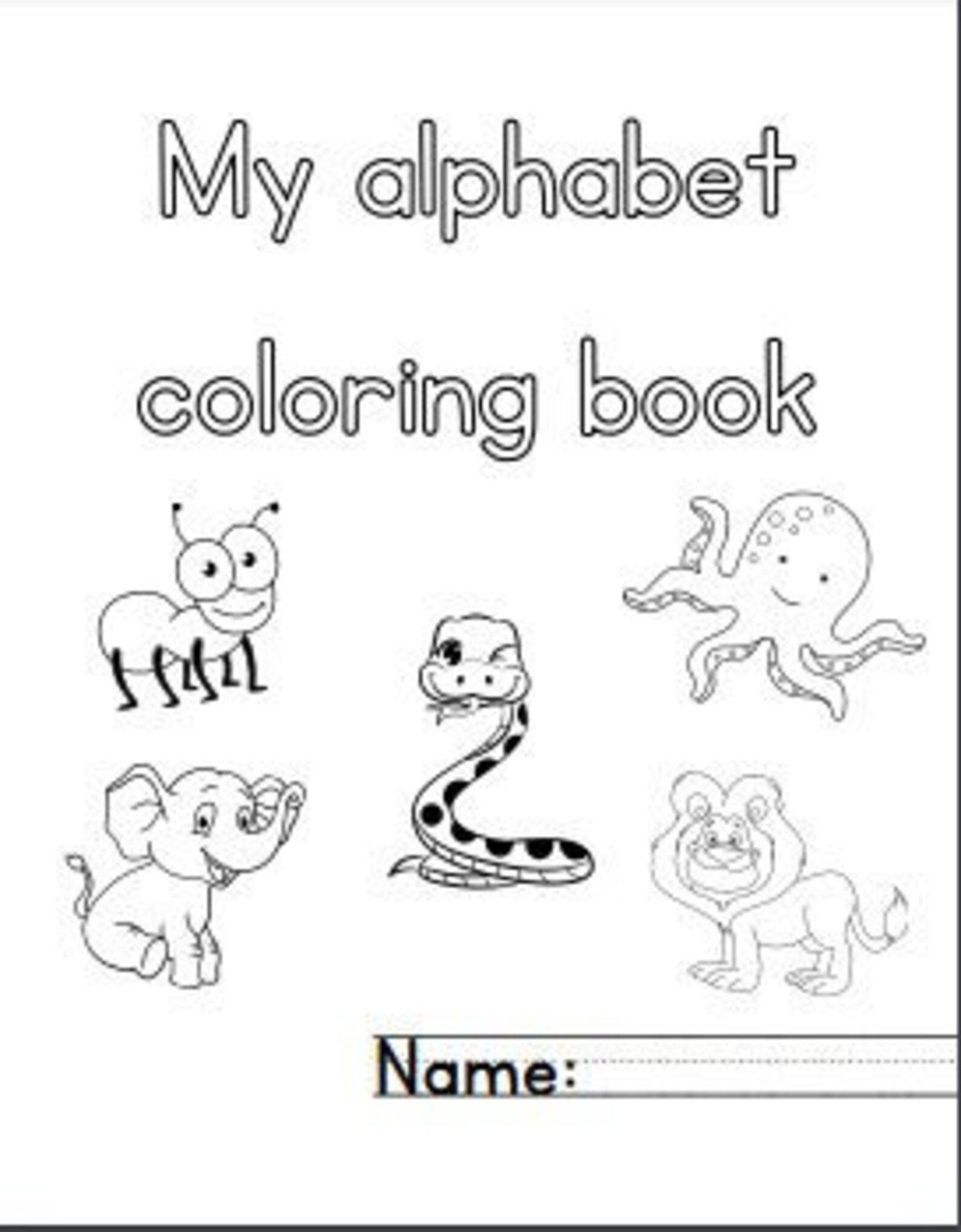 Downloadable Abc's Animal Coloring Book for Preschool/kindergarten - Etsy