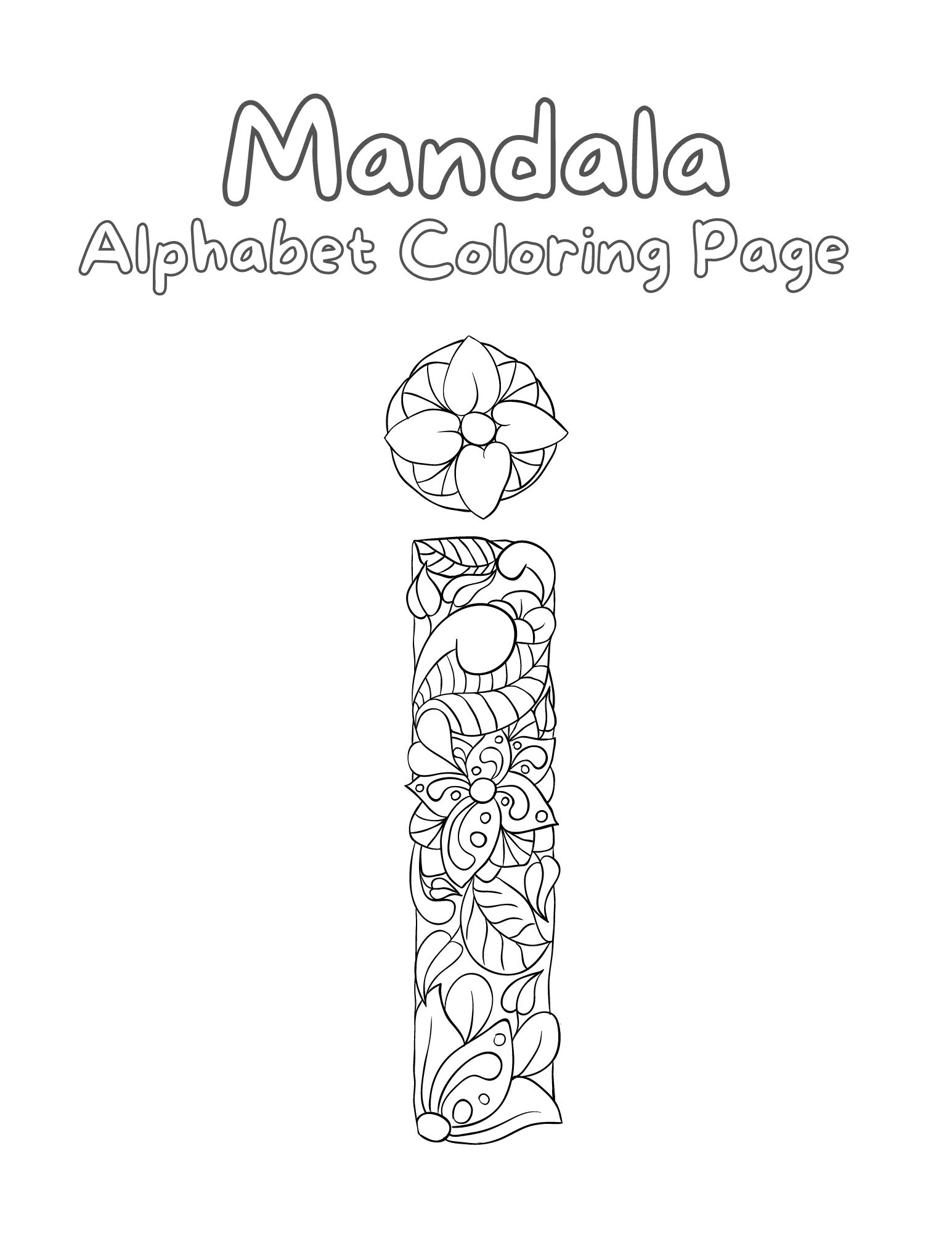 Mandala Alphabet Coloring Page 8.5x11 | Instant Download: PDF I ...