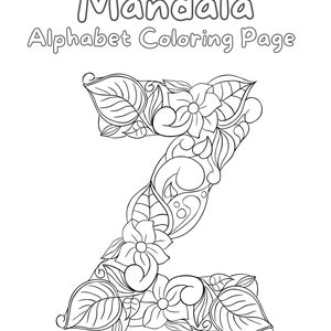 Mandala Alphabet Coloring Page 8.5x11 | Instant Download: PDF I ...