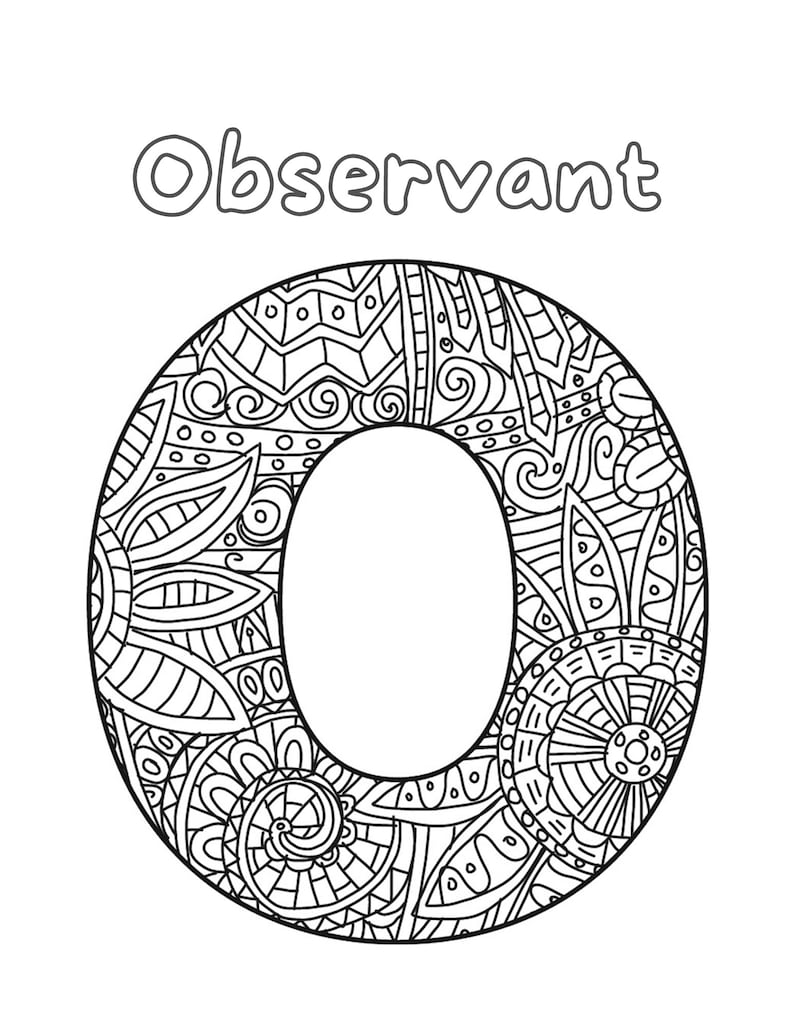 Mandala Alphabet-2 Coloring Page 8.5x11 | Instant Download: PDF File I ...