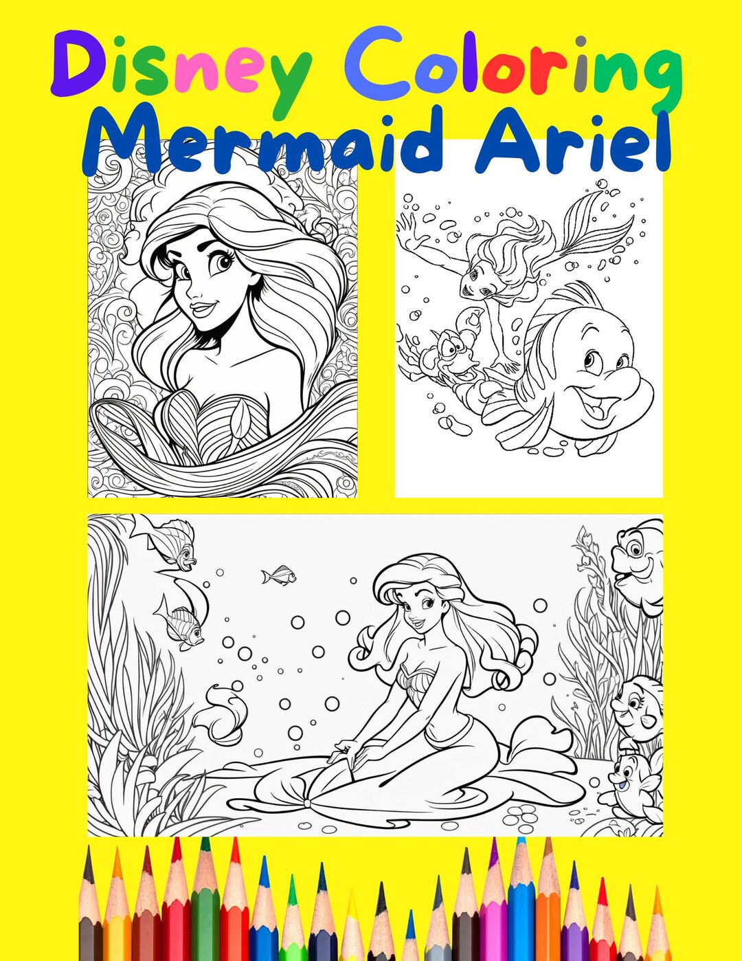 Disney Coloring Book - Ariel - Simple to Complex - Coloring for Adults ...