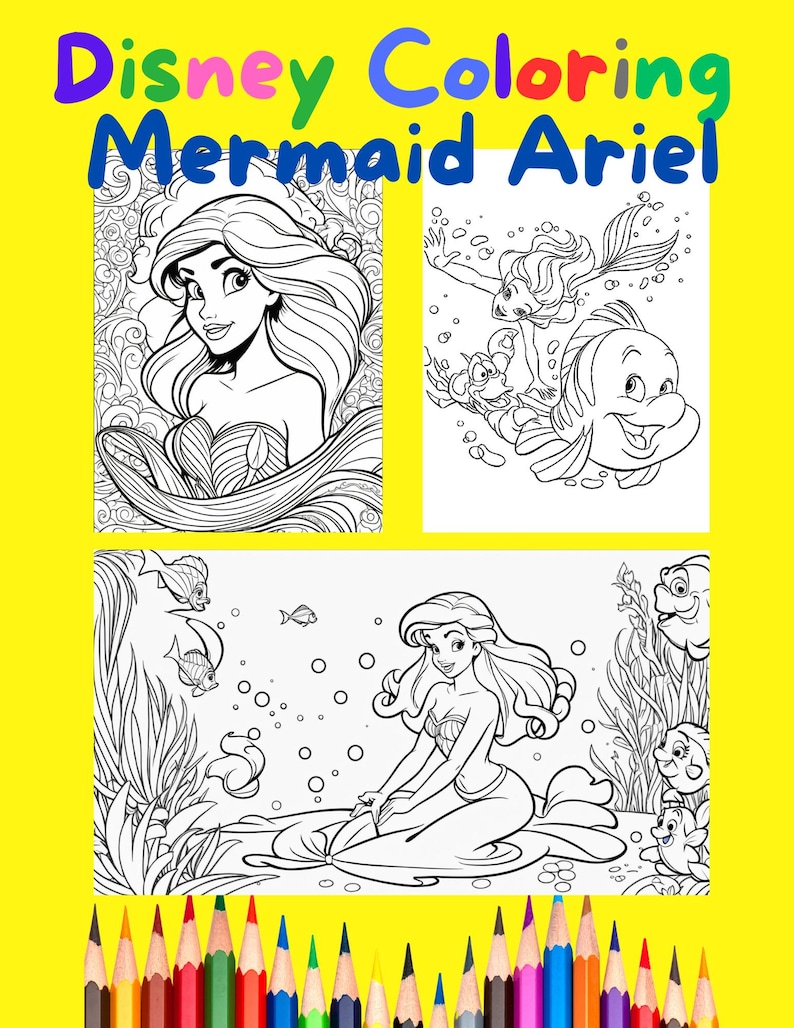 Disney Coloring Book - Ariel - Simple to Complex - Coloring for Adults ...