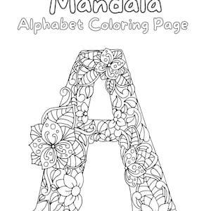 Mandala Alphabet Coloring Page 8.5x11 | Instant Download: PDF I ...