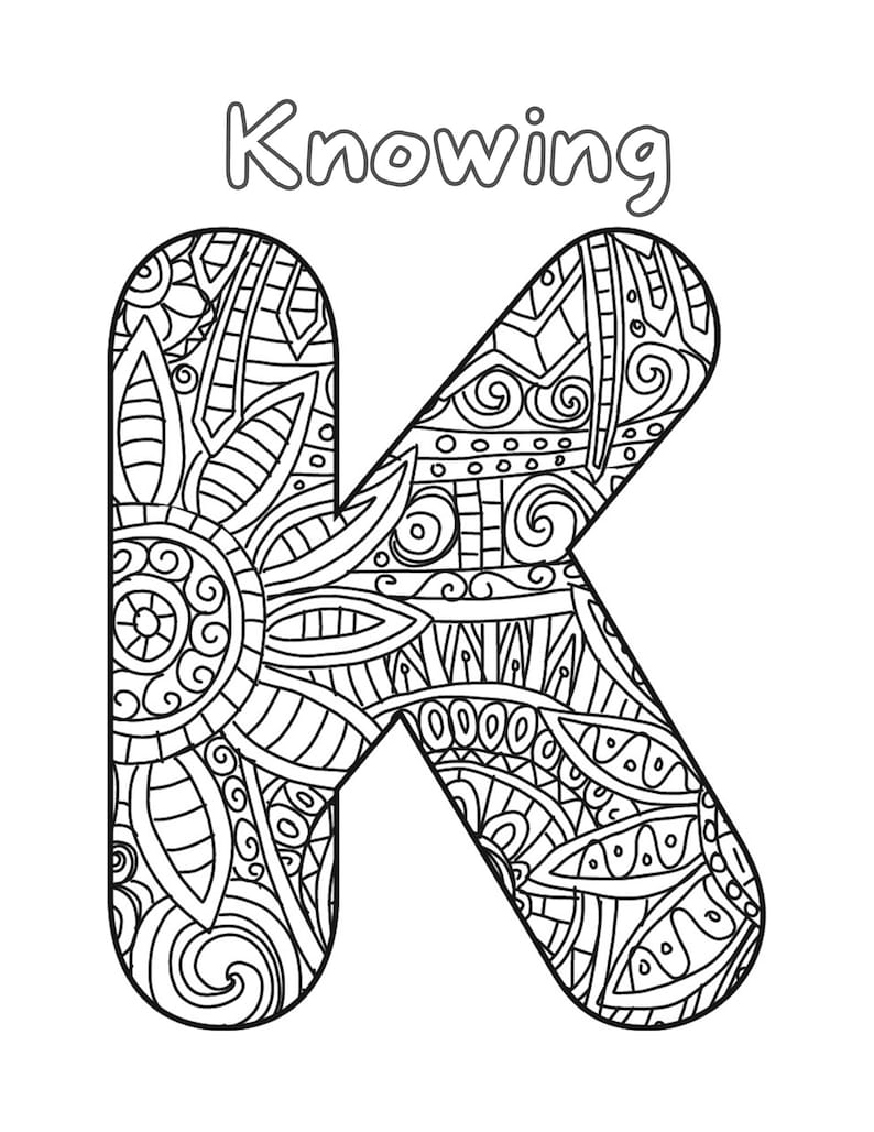 Mandala Alphabet-2 Coloring Page 8.5x11 | Instant Download: PDF File I ...