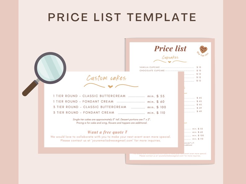 Bakery Price List Template, Canva Editable Price List Template for Bakery - Etsy