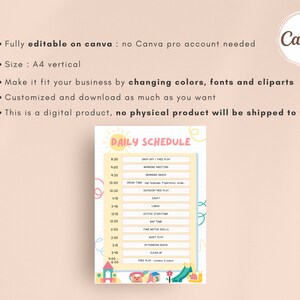 Editable Daycare Schedule Template, Preschool Daily Schedule, Daily ...