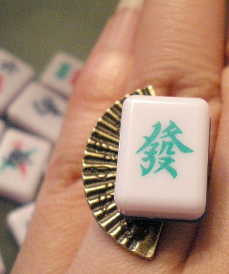Kitschy Mahjong Ring Oriental LUCKY Gambling Cute Game Ring - Etsy