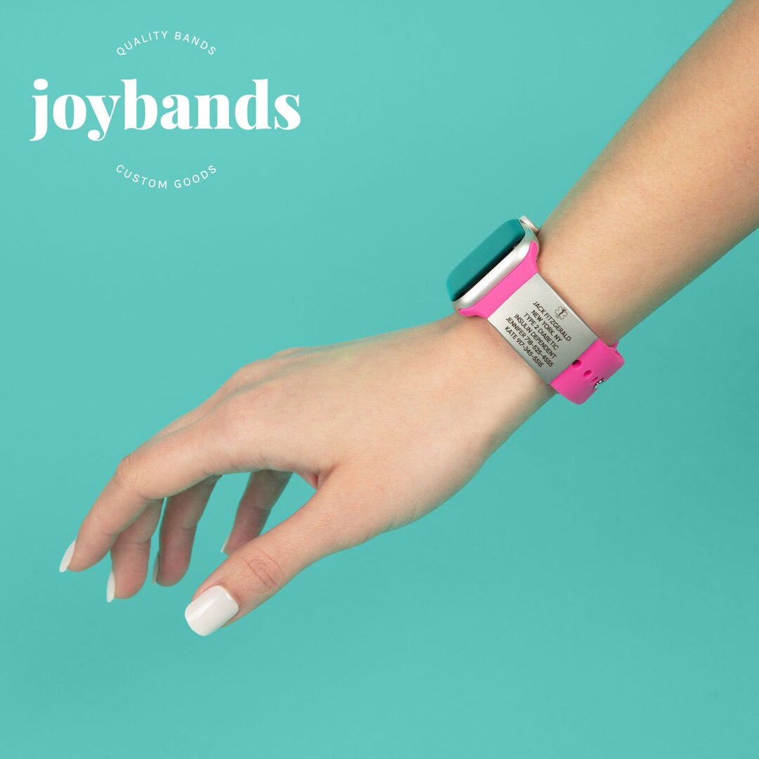 Medical Alert Bracelet Id Tag for Apple Watch Band, Engraved Emergency ...