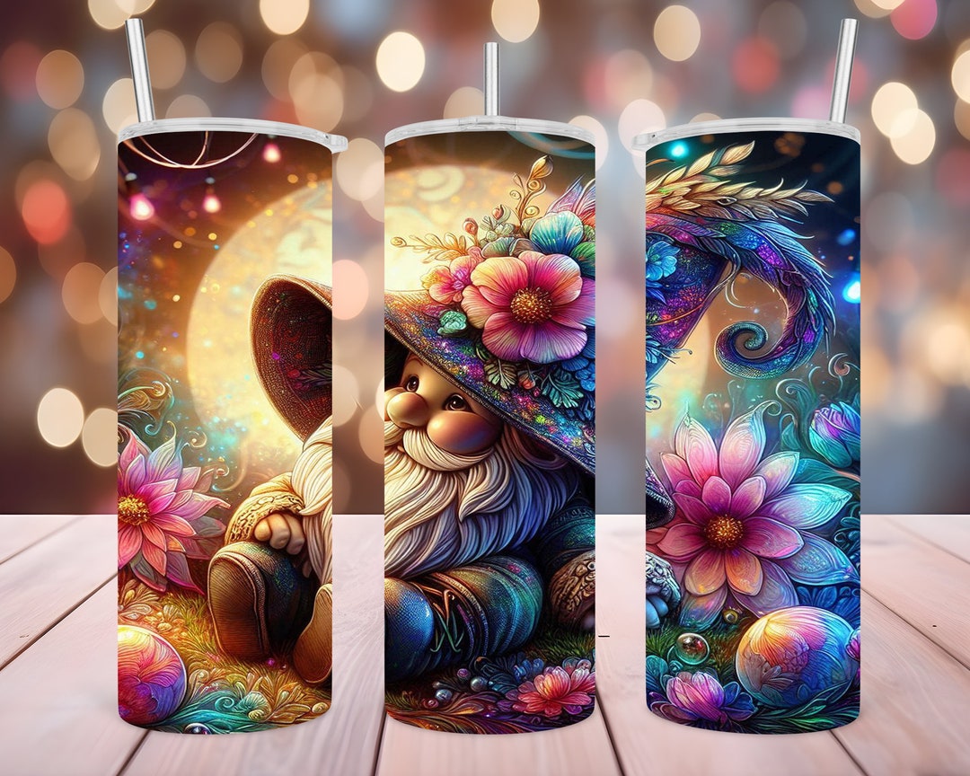 Cute Colorful Gnome 20oz Skinny Straight Tumbler Wrap Sublimation ...