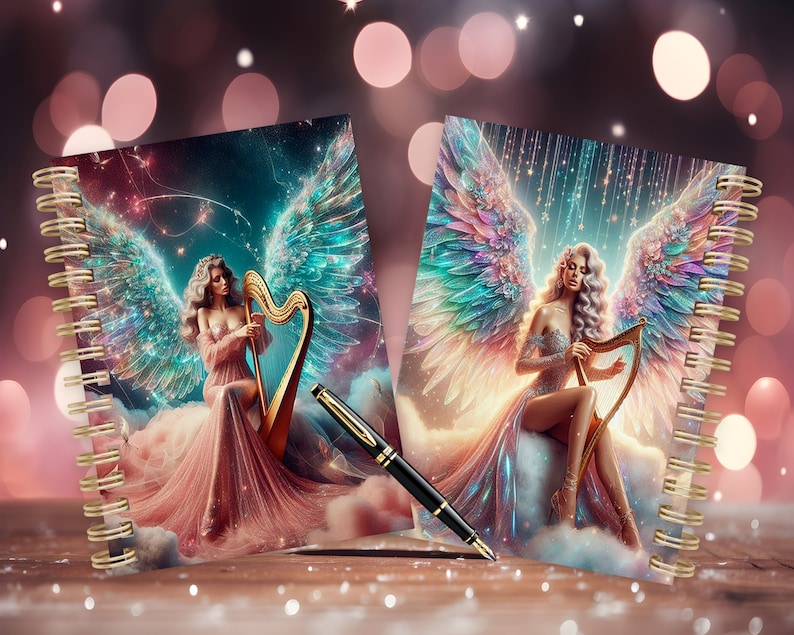 Beautiful Angelic Angels Printable Planner Cover Journal Notebook ...