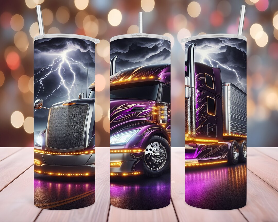 Purple & Gold Semi Truck Wrap | 20oz Skinny Straight Tumbler Wrap ...