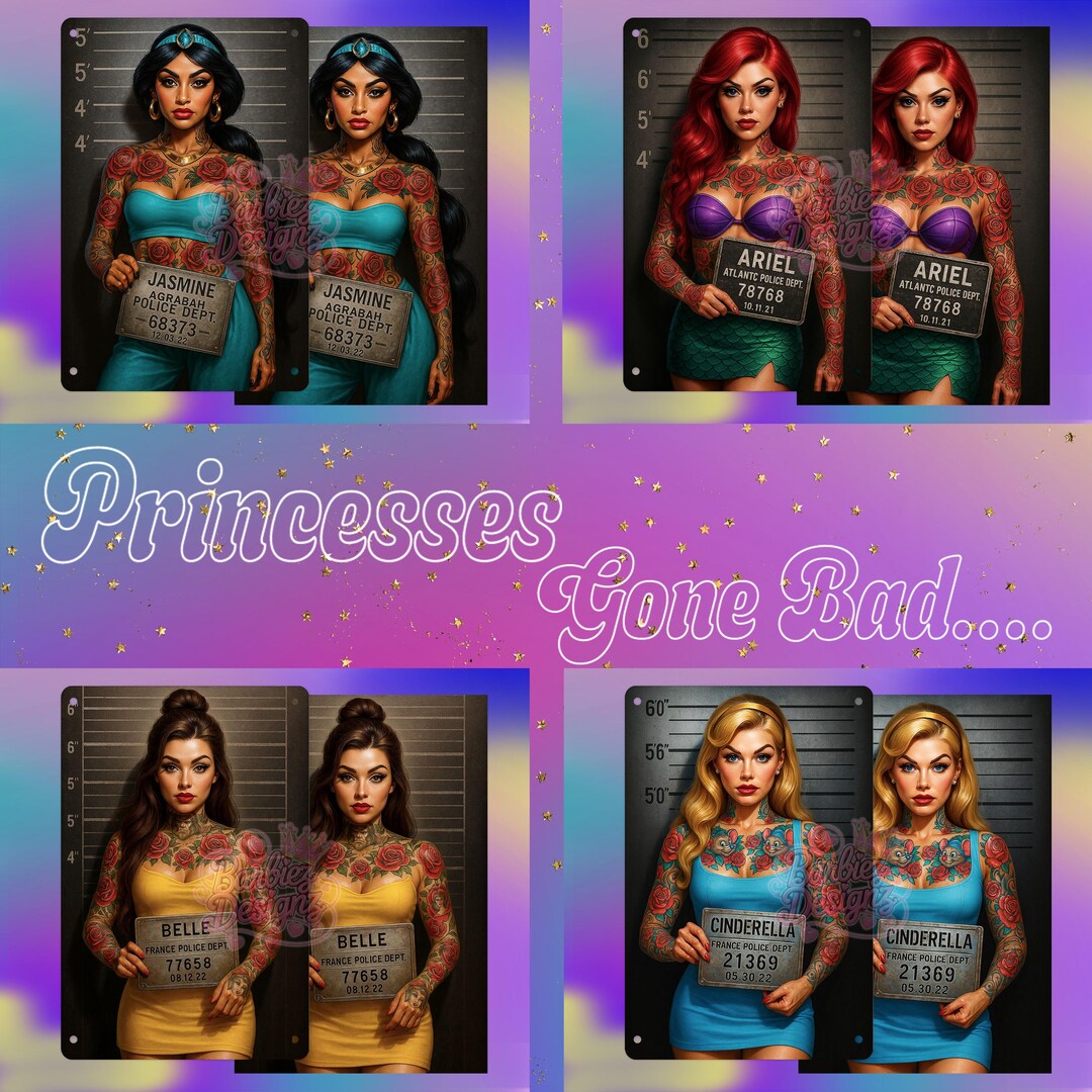 Cartoon Princesses Gone Bad PNG Graphics: Metal Sign Sublimation ...