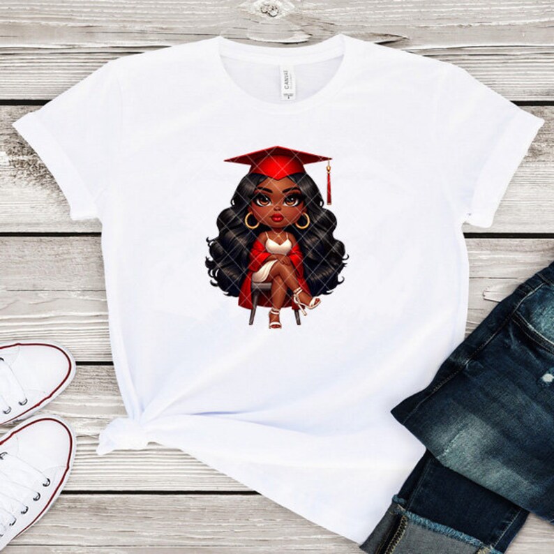 9 cute Red Cap Graduate Chibi Girls Png Files for Sublimation on T ...